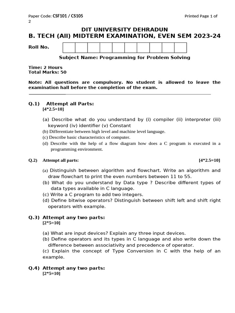 CSF101 PPS, CS105 | PDF
