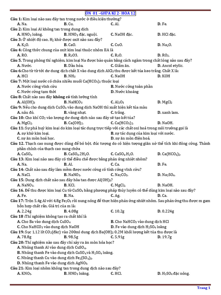 3 Đề Ôn H12 GK2 | PDF