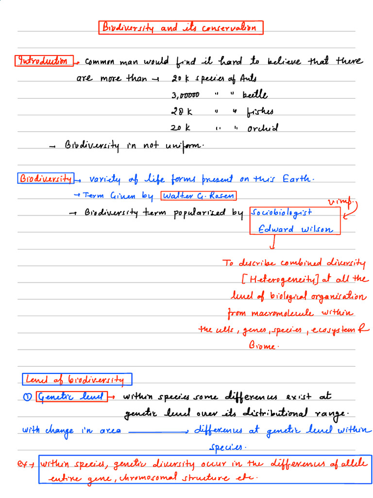 Biodiversity Notes | PDF