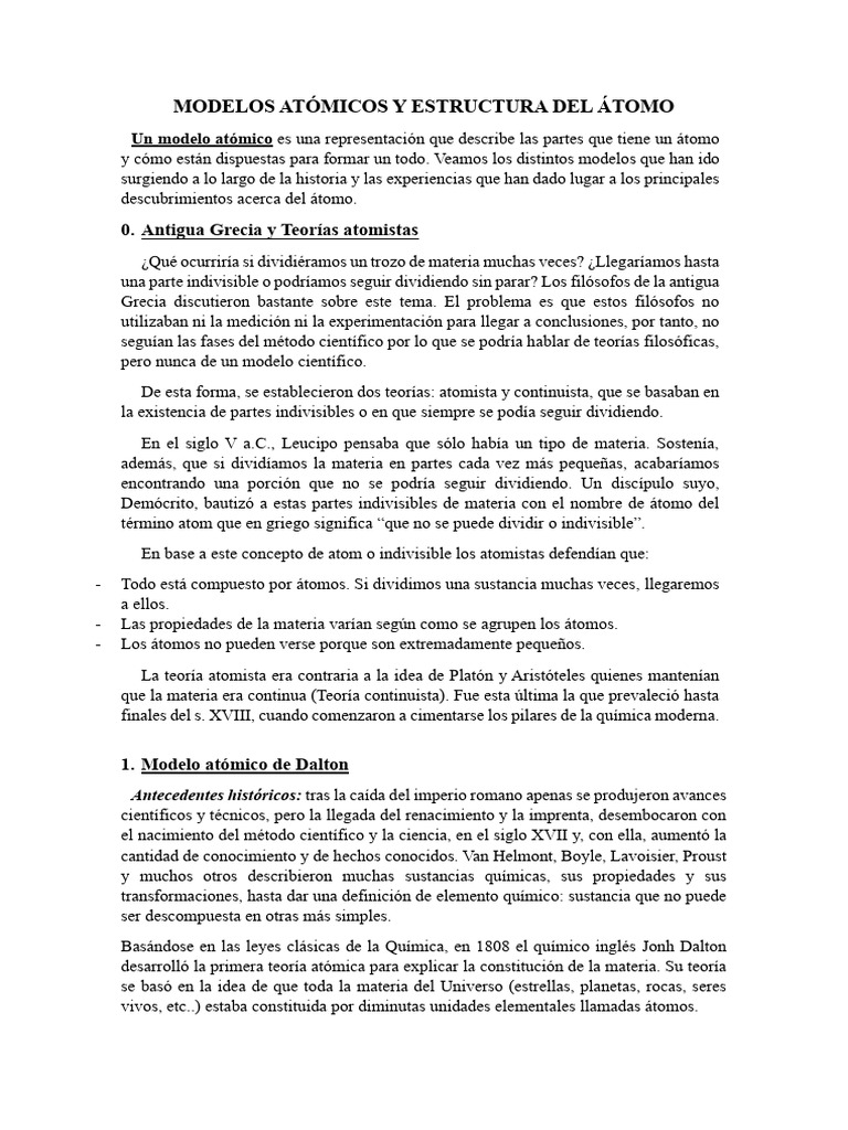 2.1. Modelos Atómicos | PDF