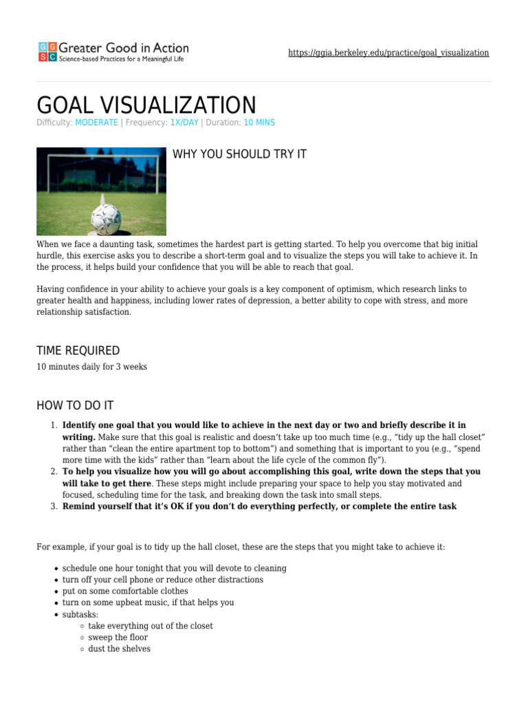 Practice Goal Visualization | PDF