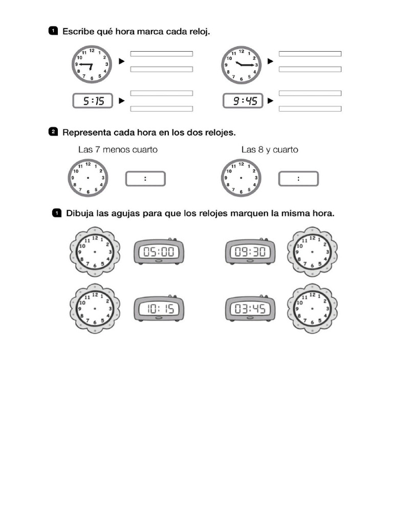 Examen Mate Reloj y Perimetros | PDF