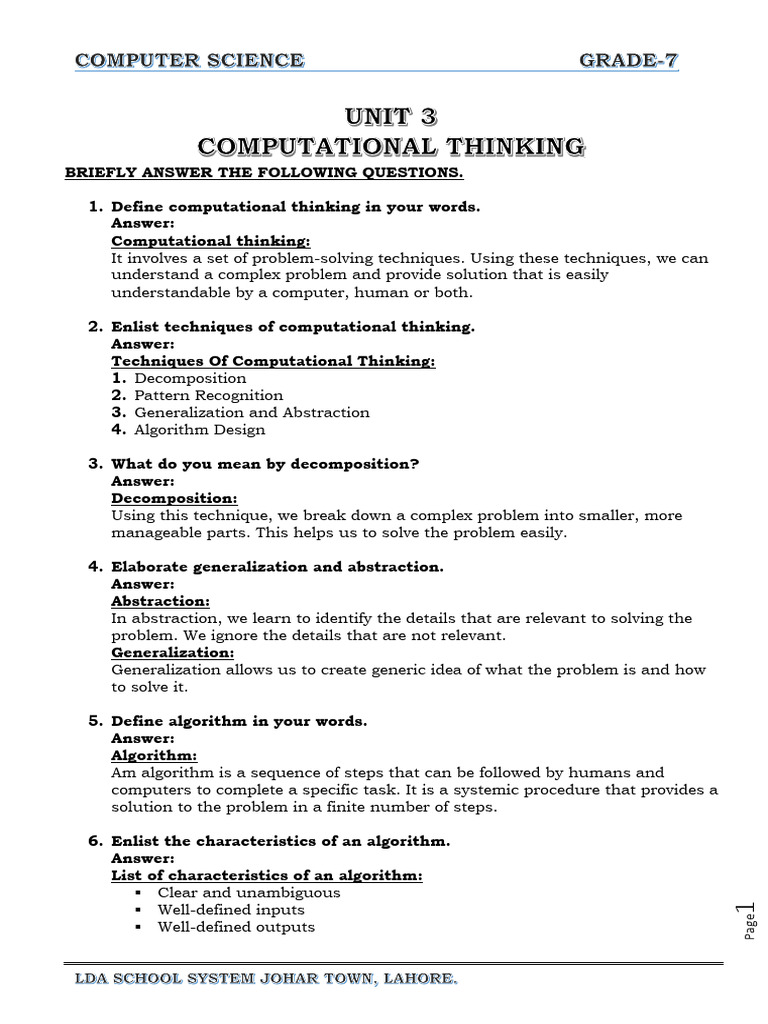 Understanding Computational Thinking Techniques | PDF