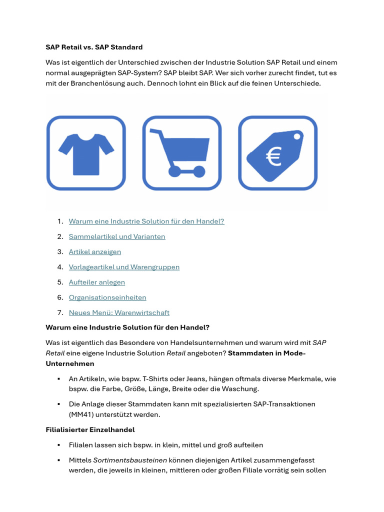 SAP Retail vs. SAP Standard | PDF