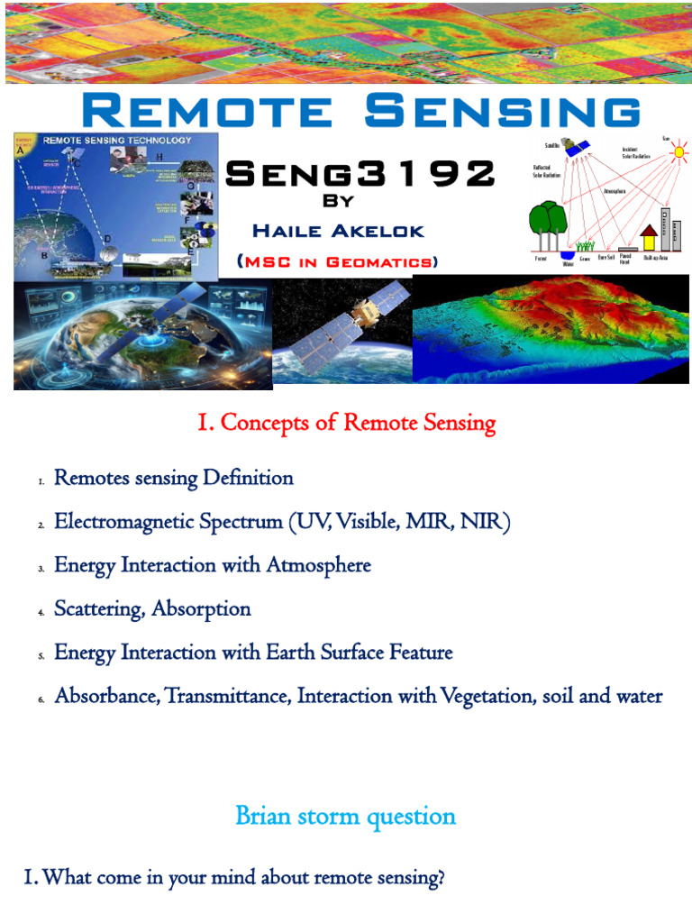 chapter one introduction to remote sensing | PDF chapter one introduction to remote sensing | PDF