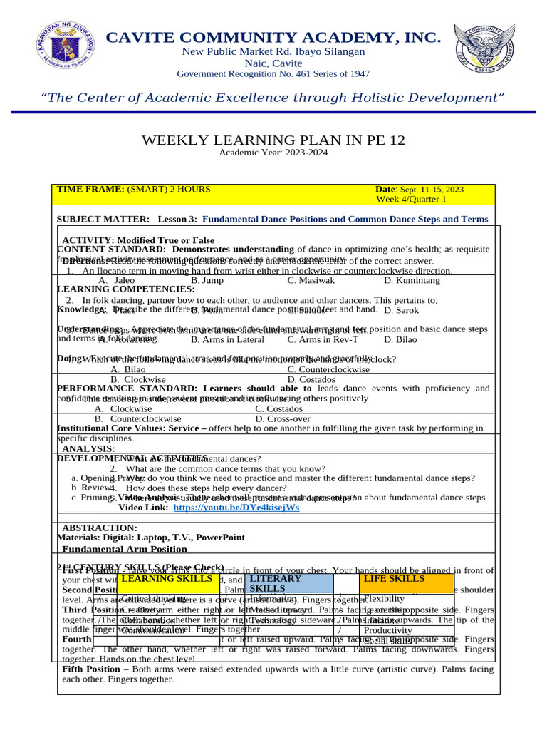LP 1st Quarter PE 12 Week 4 | PDF