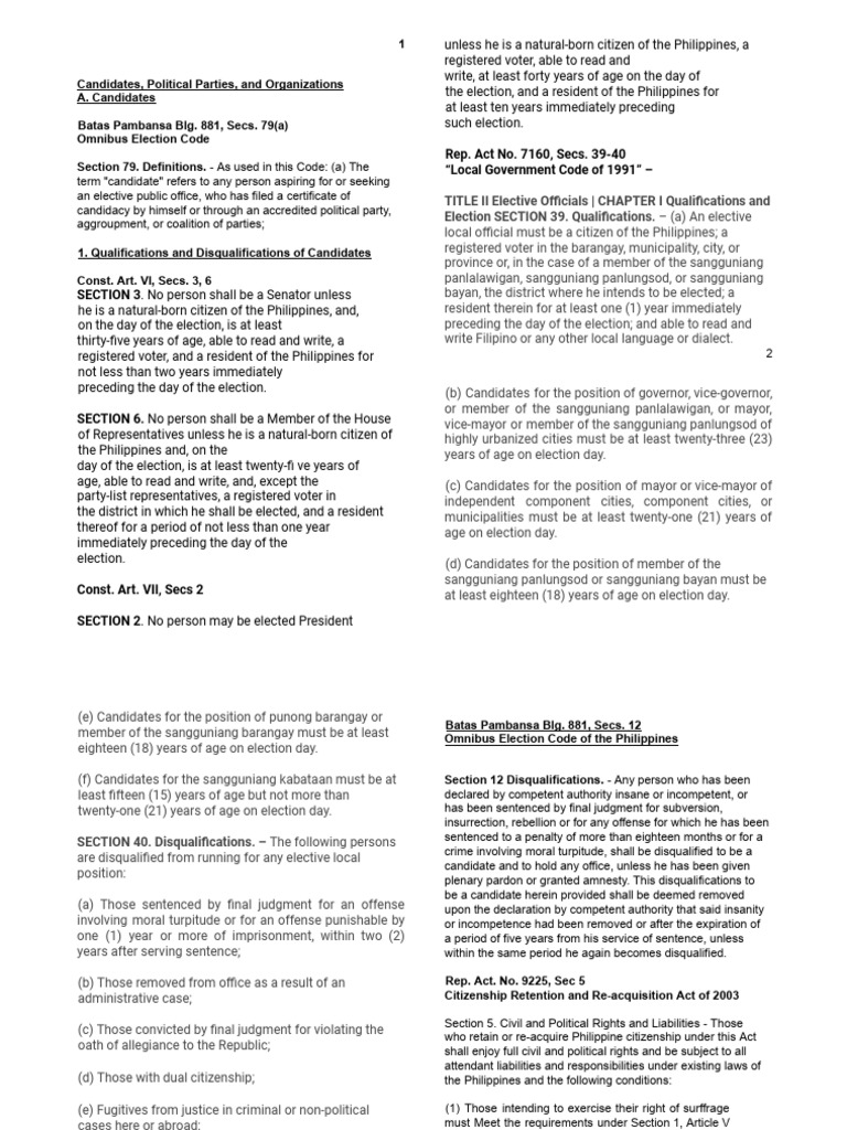 Election Law September 1 Reviewer | PDF