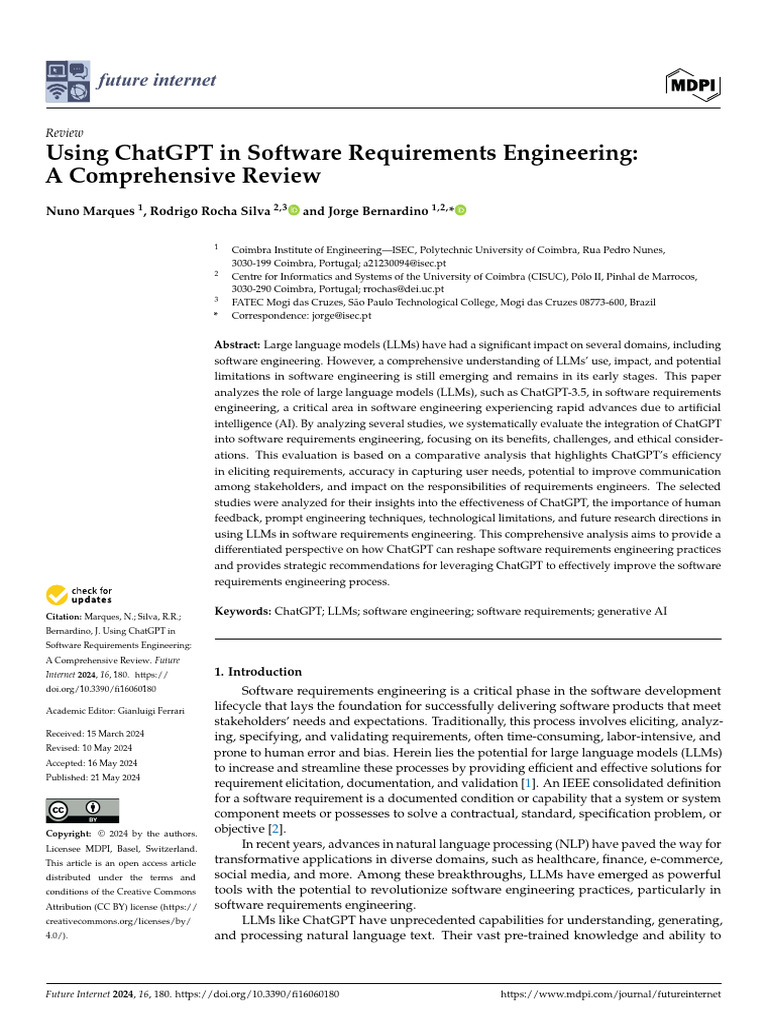 Using ChatGPT in Software Requirements Engineering | PDF