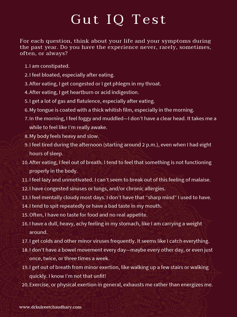 Gut IQ Test | PDF