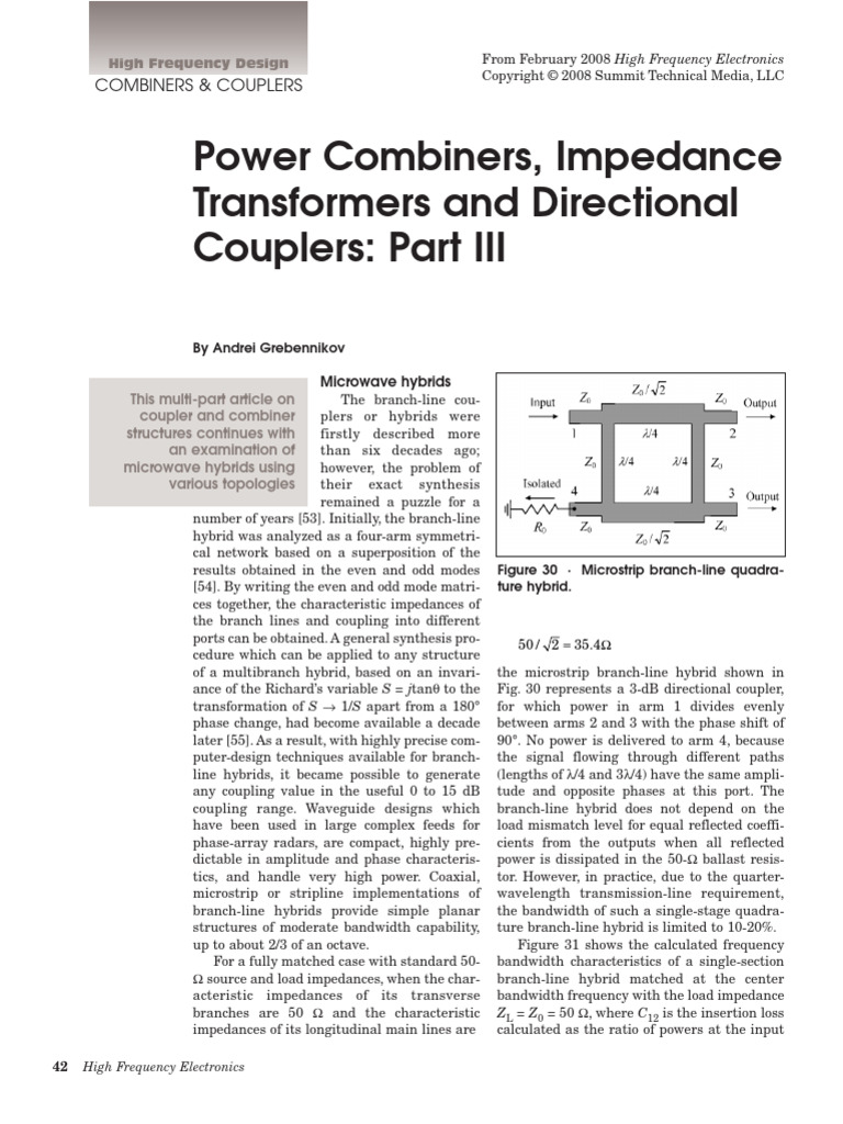 2008 - High Freq Design - Power Combiners, Impedance Transformers and ...