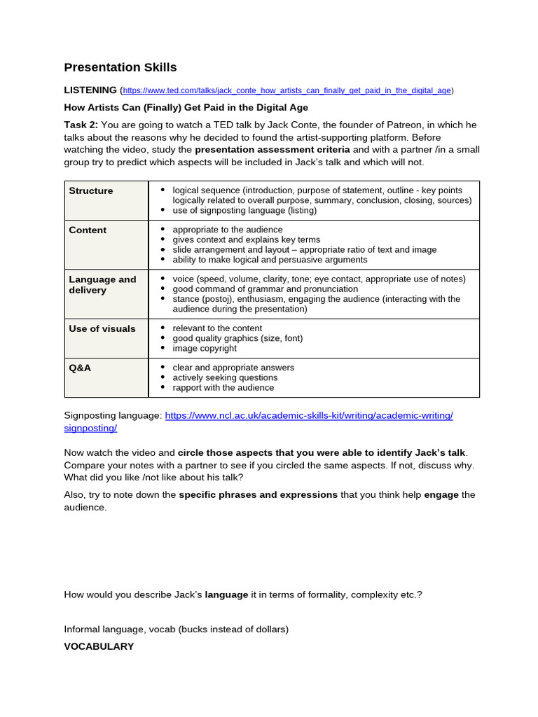 Presentation Skills | PDF