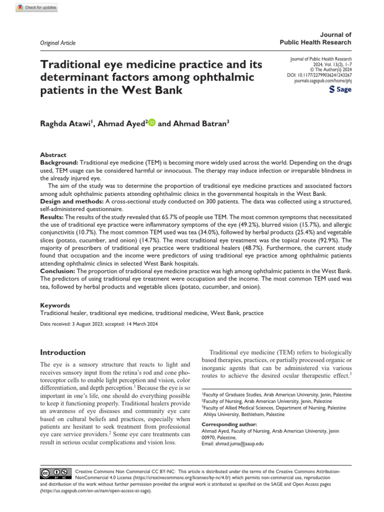 Traditional Eye Medicine Practice and Its | PDF