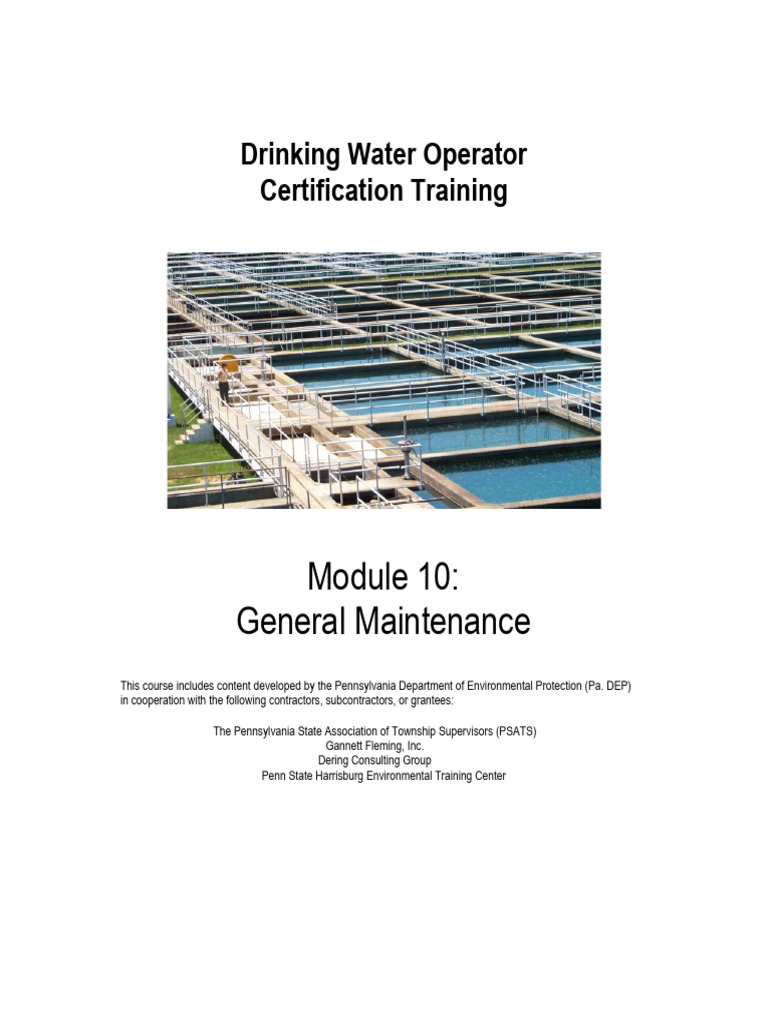 Drinking Water Operator Maintenance Training | PDF