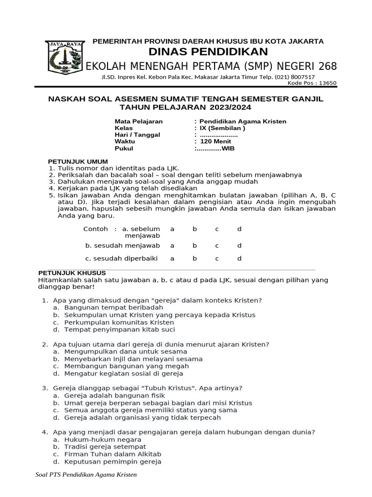 PTS Ganjil Kelas IX th 2024 | PDF