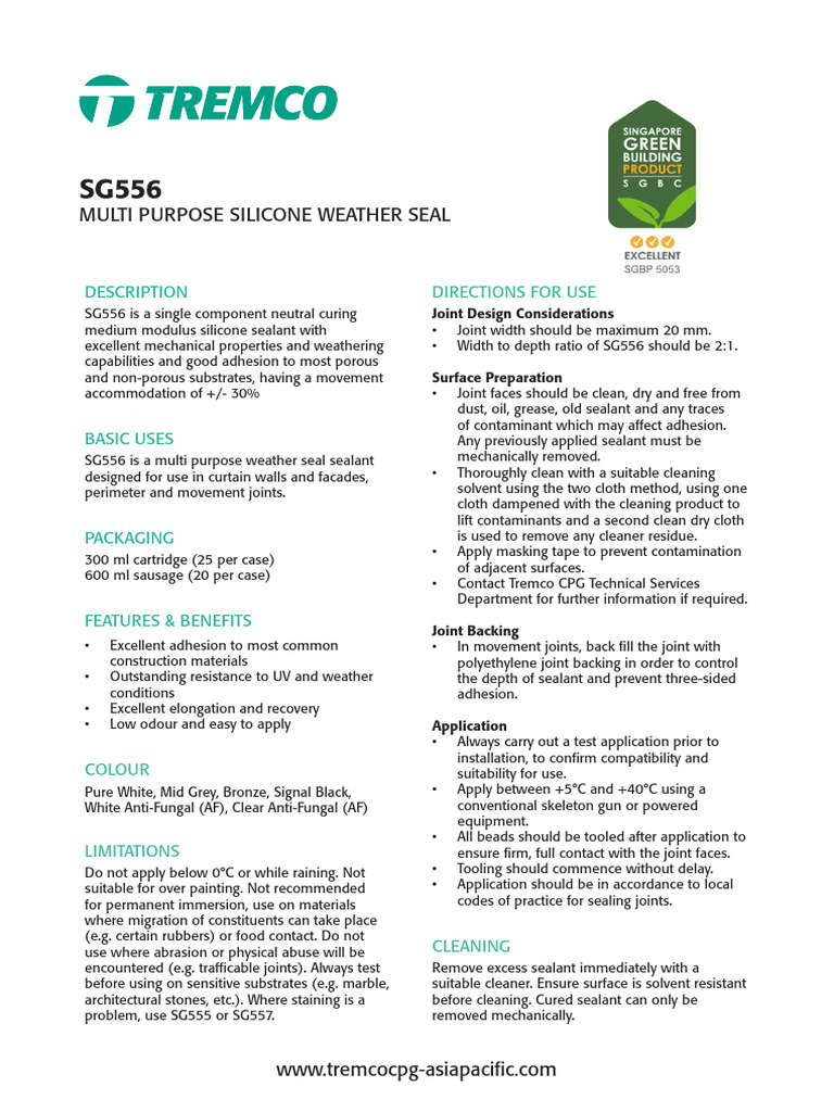 TDS - Tremco CPG APAC - SG556 | PDF