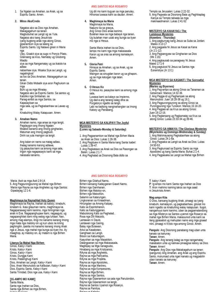 GUIDE Rosaryo Bisaya | PDF