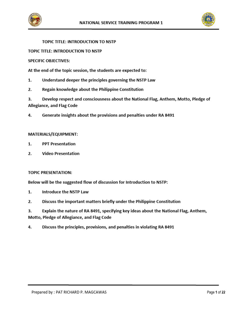 NSTP Module Subjects | PDF