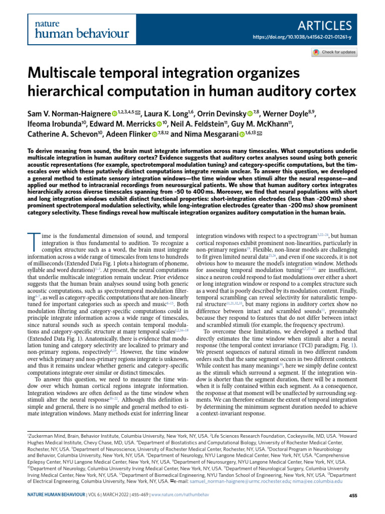 Multiscale Temporal Integration Organizes Hierarchical Computation in ...