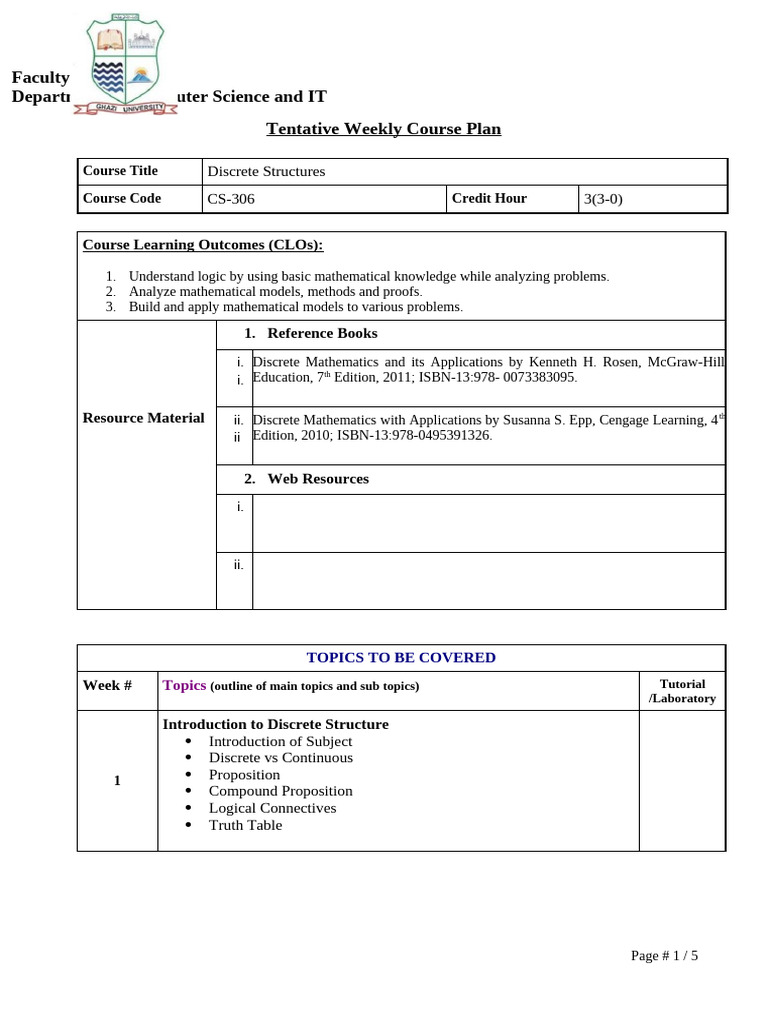 CS-306-Discrete Structures | PDF