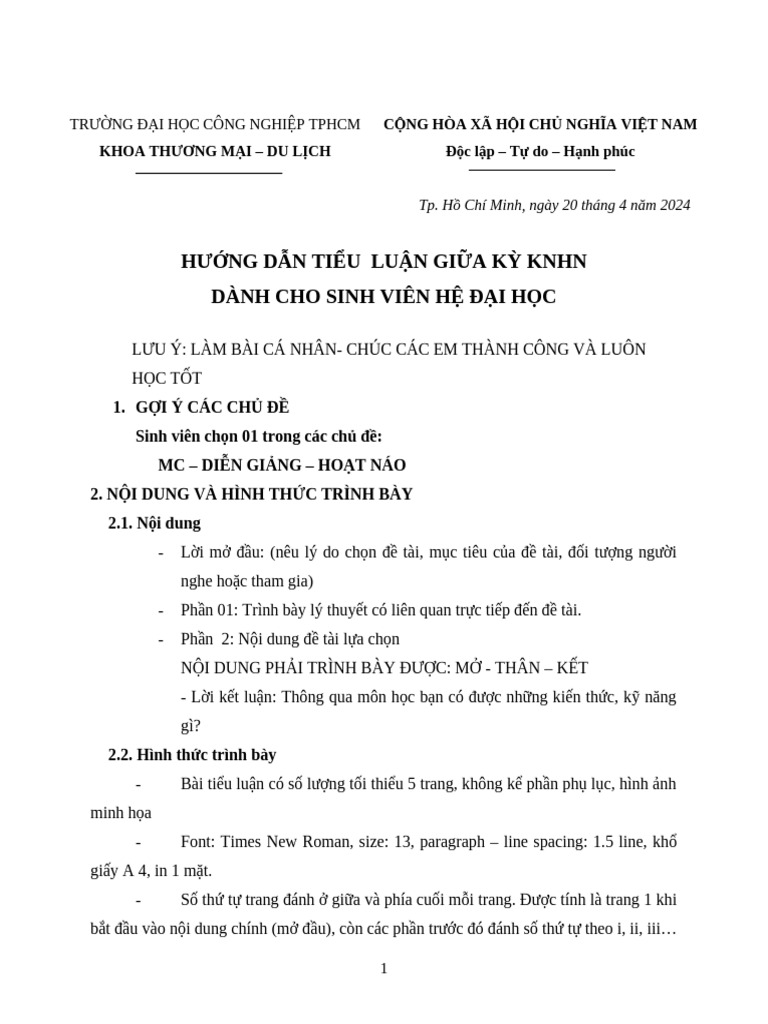 Hướng Dẫn Làm Tiểu Luận Knhn | PDF