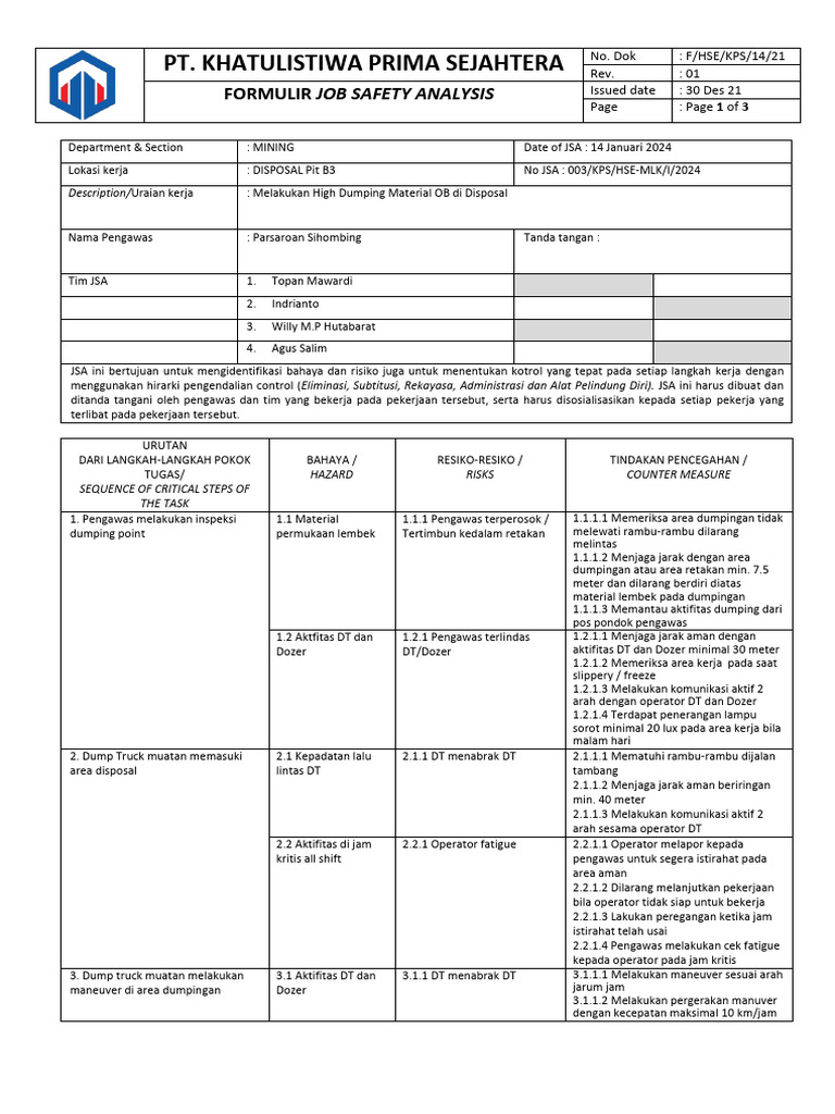 JSA High Dumping | PDF