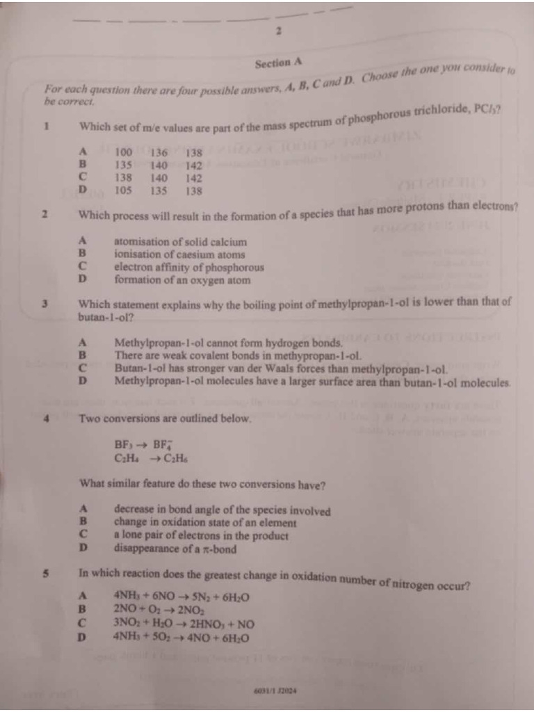 Chem J2024 P1 at Golden | PDF