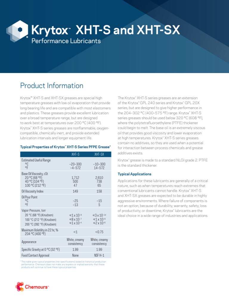 H-91818-4 Krytox XHT-S Series Grease | PDF