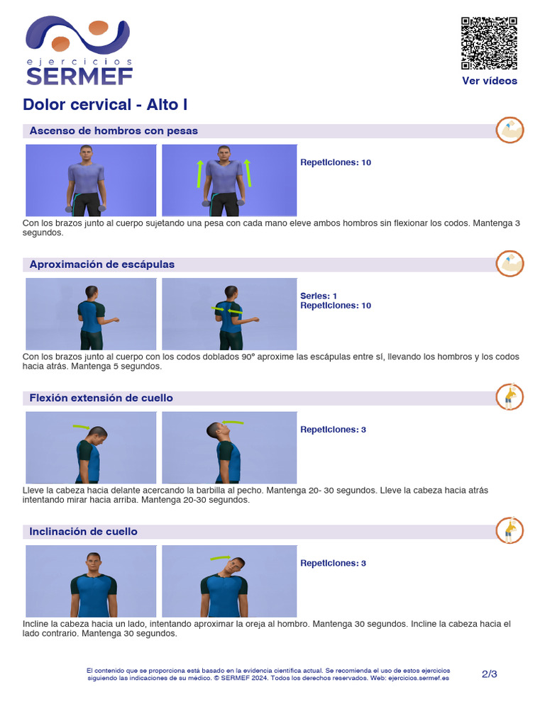SERMEF - Programa - Dolor Cervical - Alto I-1 (Dragged) 2 | PDF