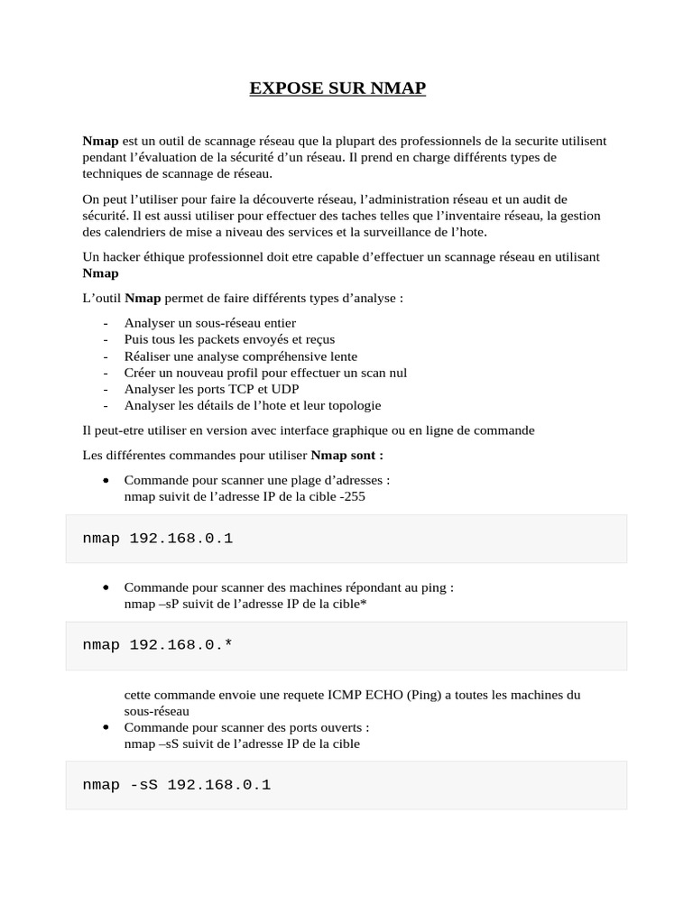 Expose Sur Nmap | PDF