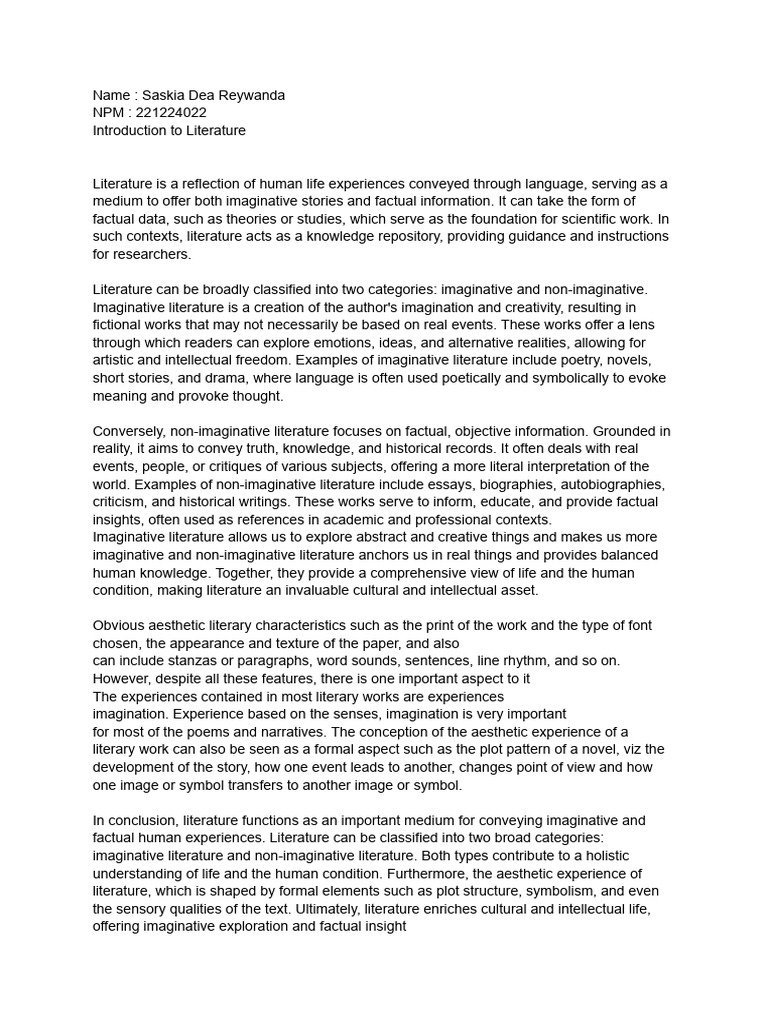 Saskia Dea Resume Literature | PDF