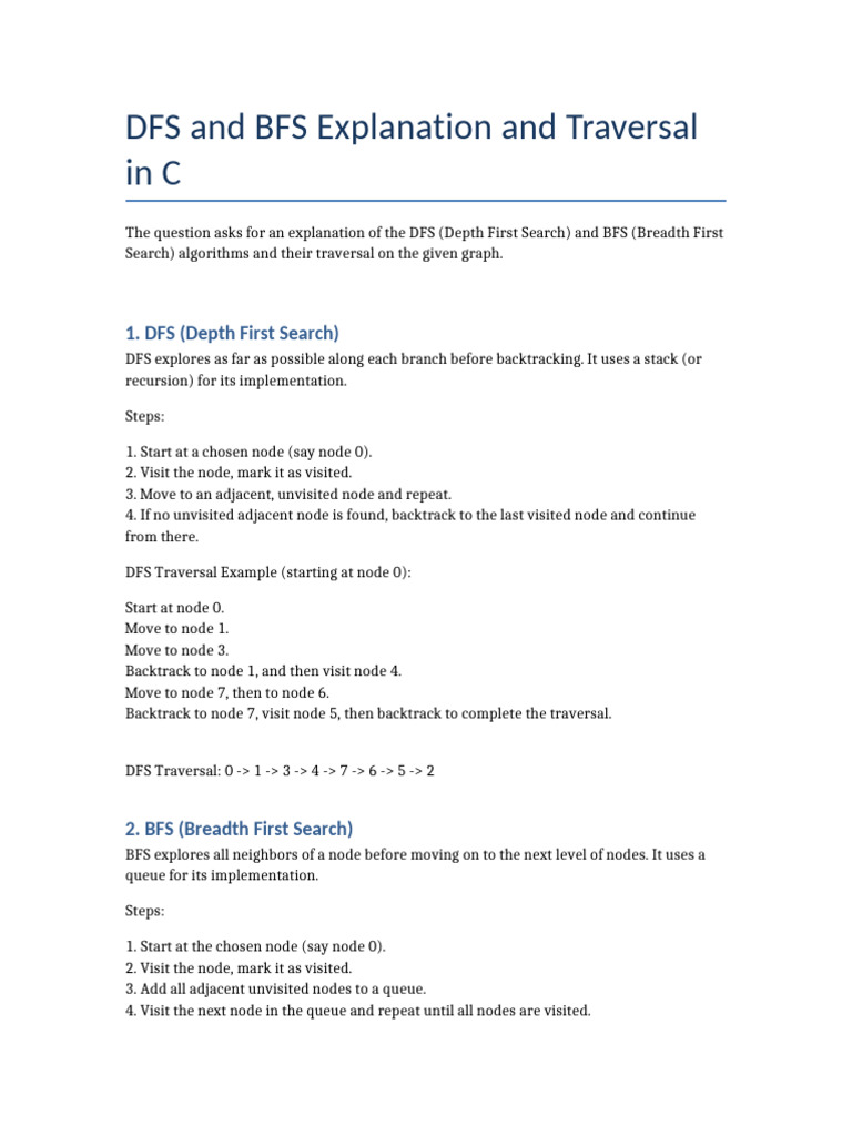 DFS BFS Explanation | PDF DFS BFS Explanation | PDF