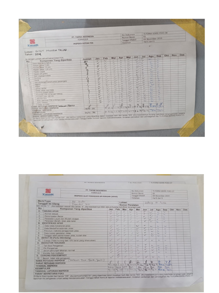 Form Inspeksi P3K Dan Apar | PDF