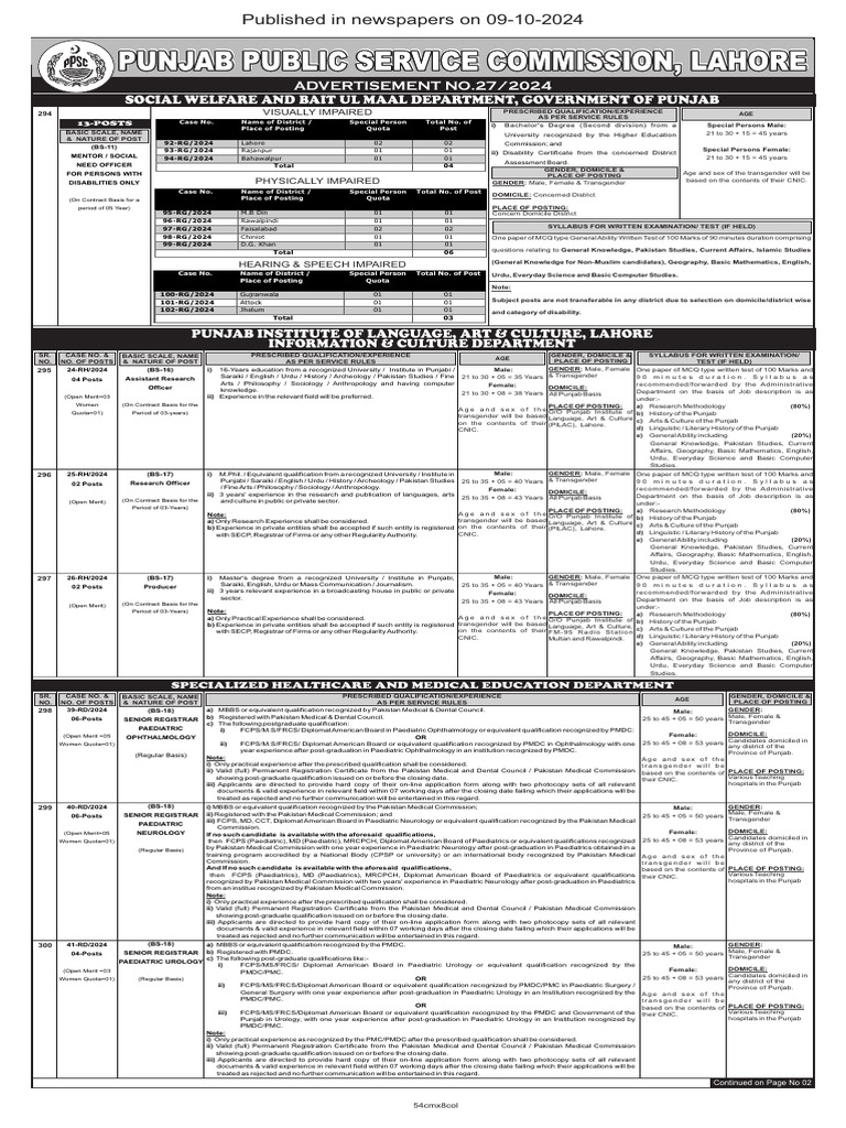 Advt No-27-2024 09-10-2024 X7 Version | PDF