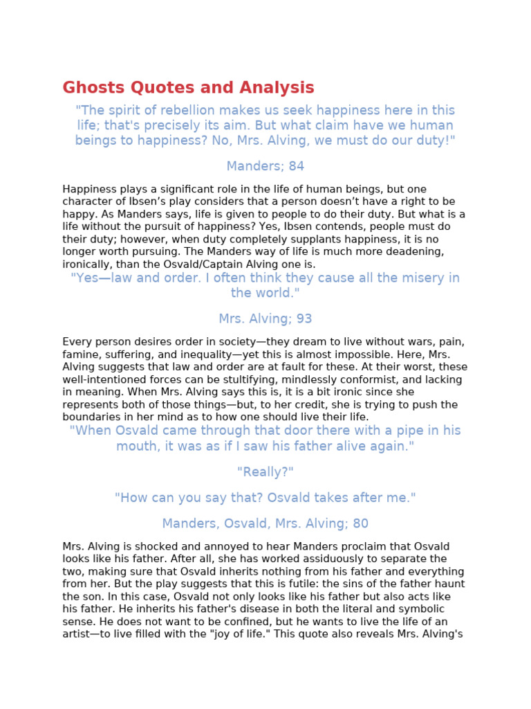 Ghosts Quotes and Analysis | PDF