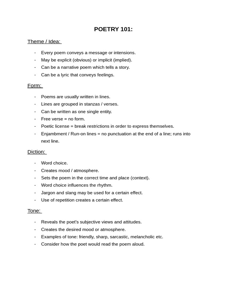 Poetry 101 | PDF