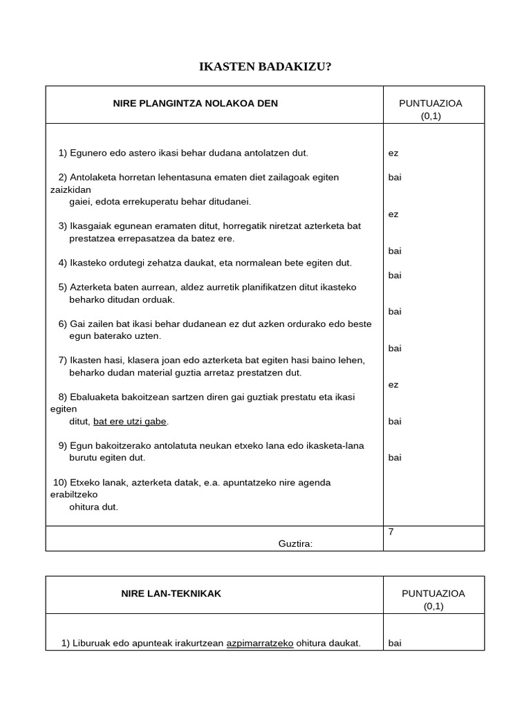 IKAS OHITURAK DBH 3, Ikasten Badakizu? | PDF