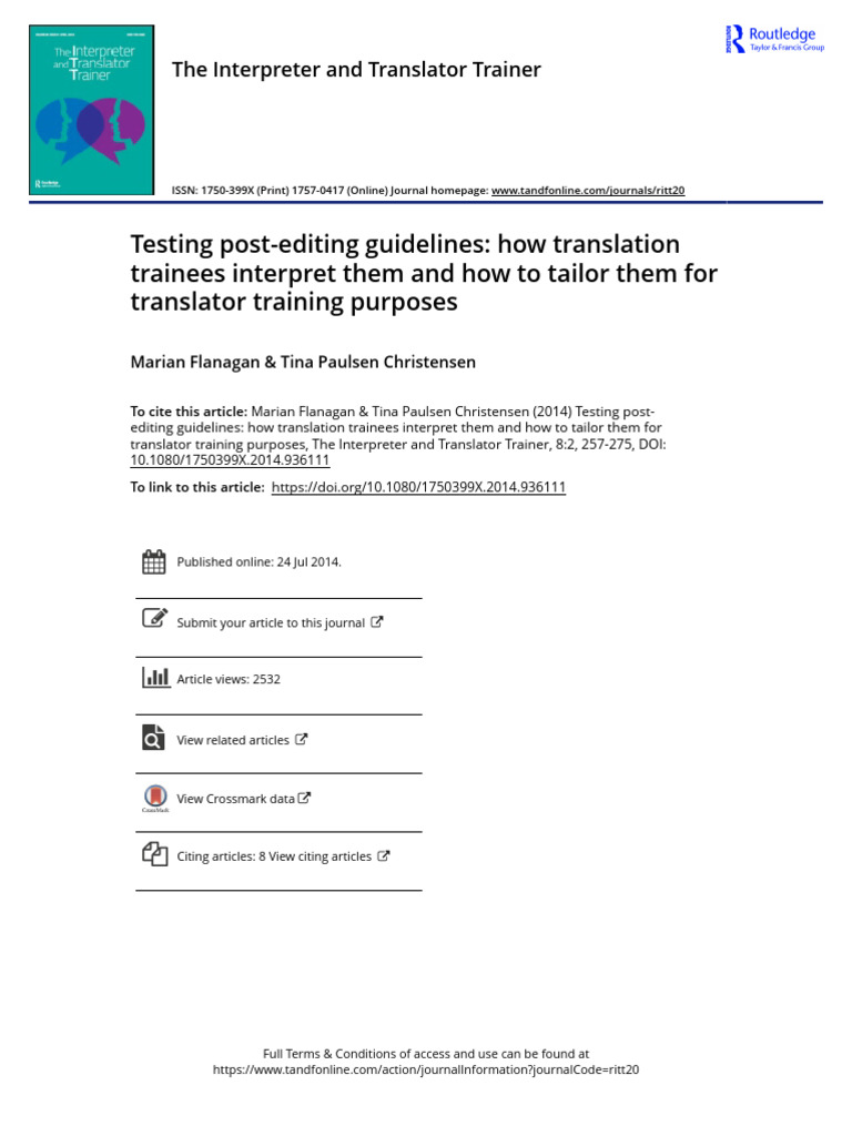 2014-Testing Post-Editing Guidelines How Translation Trainees Interpret ...