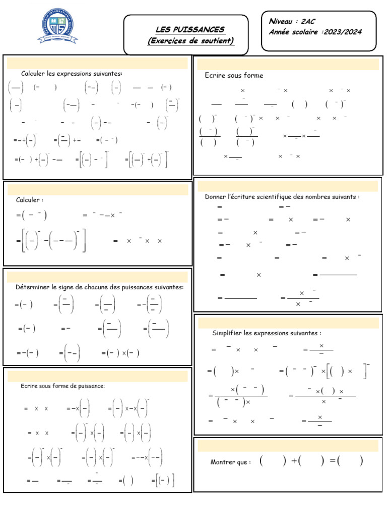 2AC Puissances (Exercices) | PDF