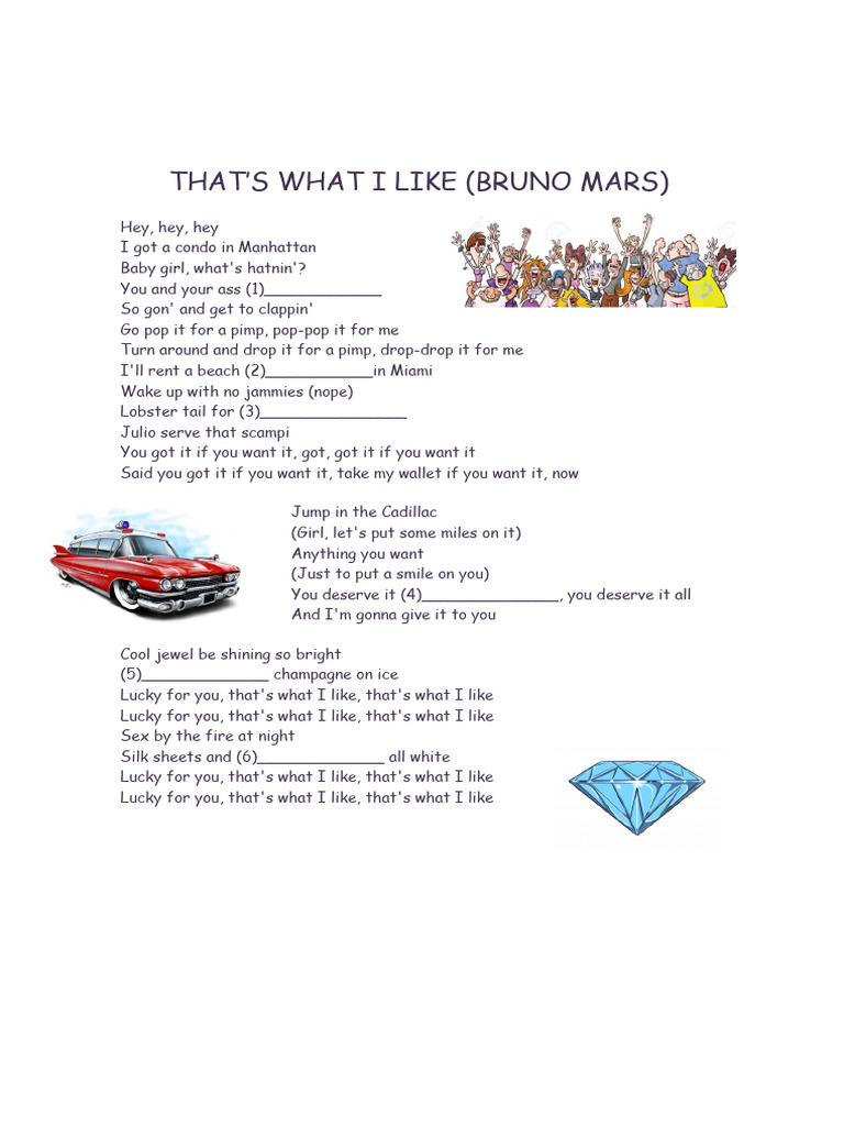 Bruno Mars "That's What I Like" Lyrics | PDF | Lifestyle