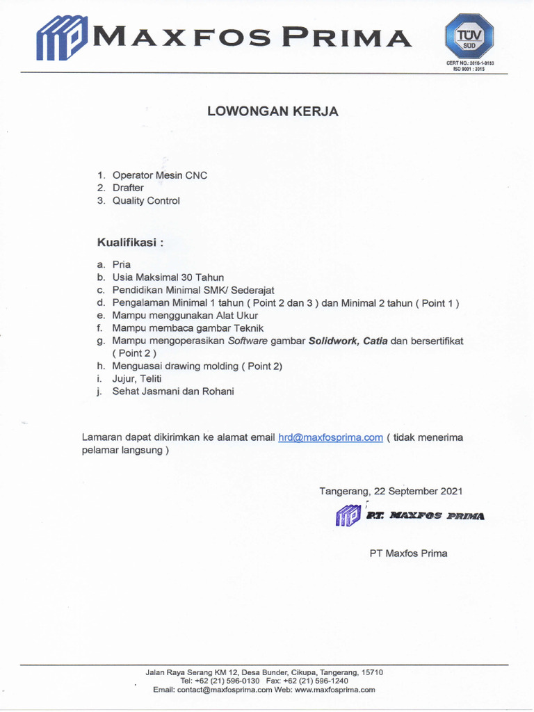 Loker Info Contoh | PDF