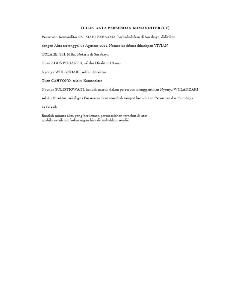 Tugas 3 - Akta Cv - Okt -2024 | PDF