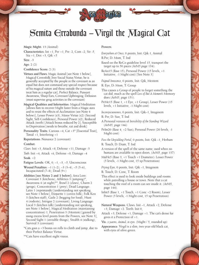 Virgil The Cat - Magical Beast | PDF