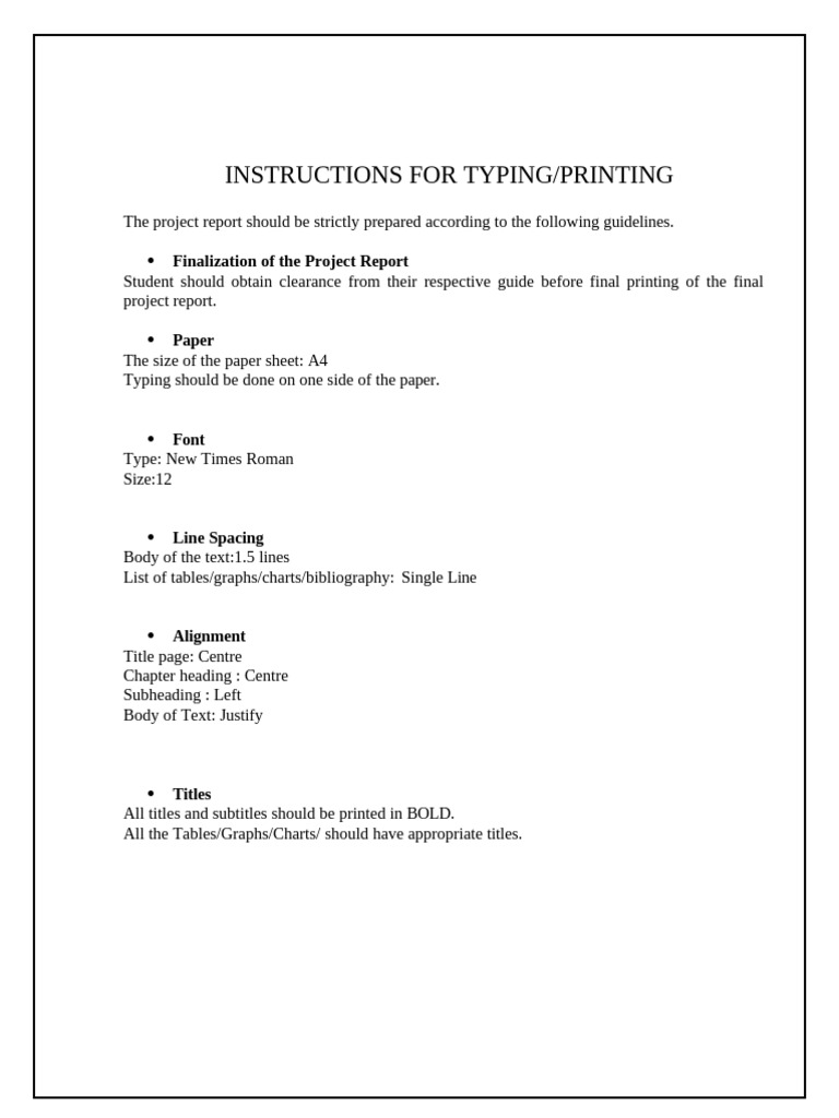 Instructions For Typing & Printing | PDF