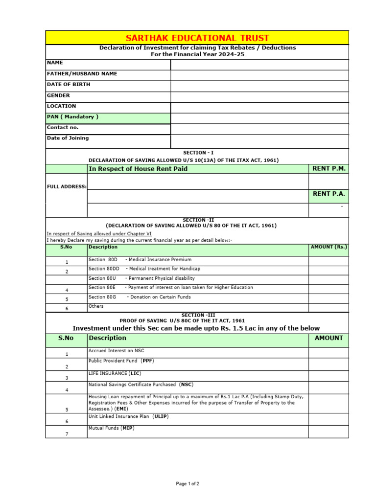 TDS Form. - 24-25 | PDF