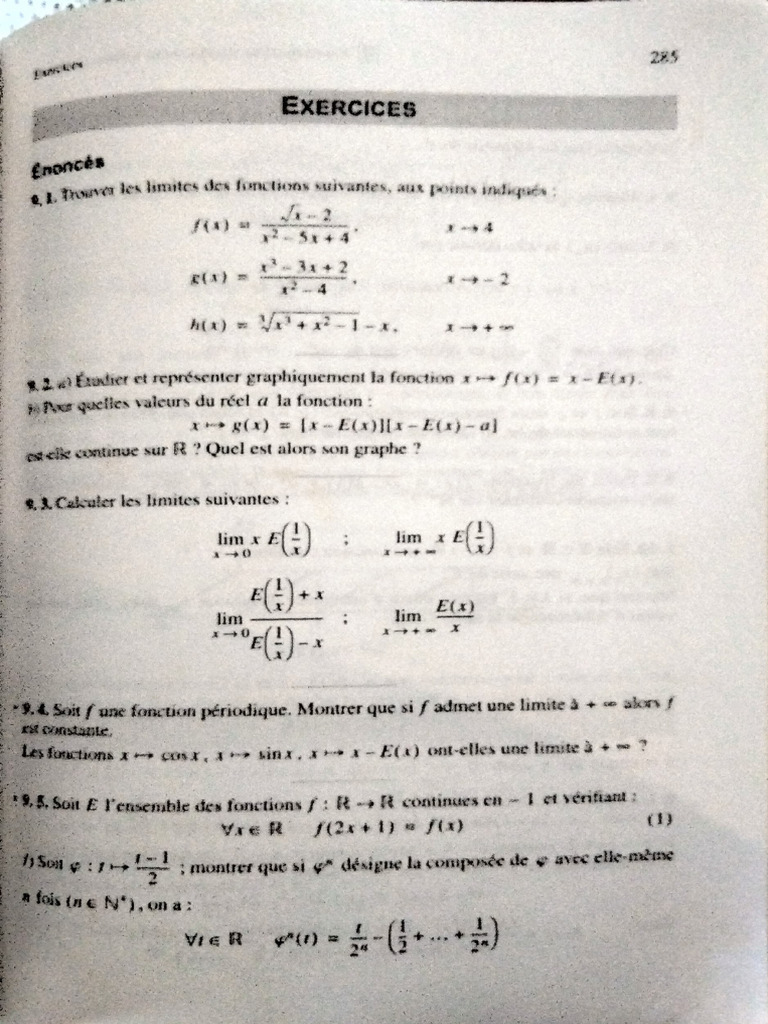Exos Supplémentaires Sur Tout Le Chapi Fonct | PDF