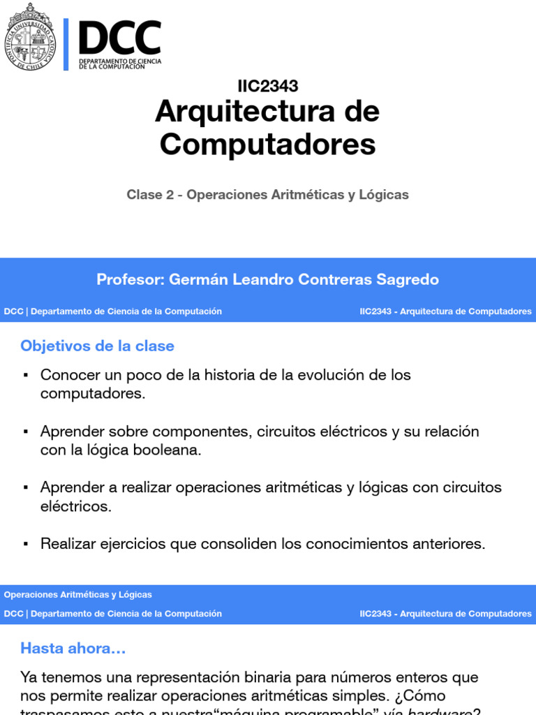 Clase 2 - Operaciones Aritméticas y Lógicas | PDF