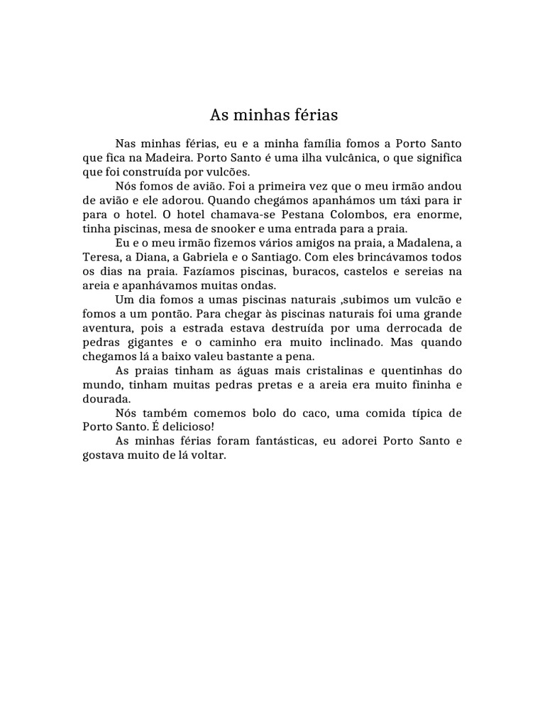 As minhas férias | PDF