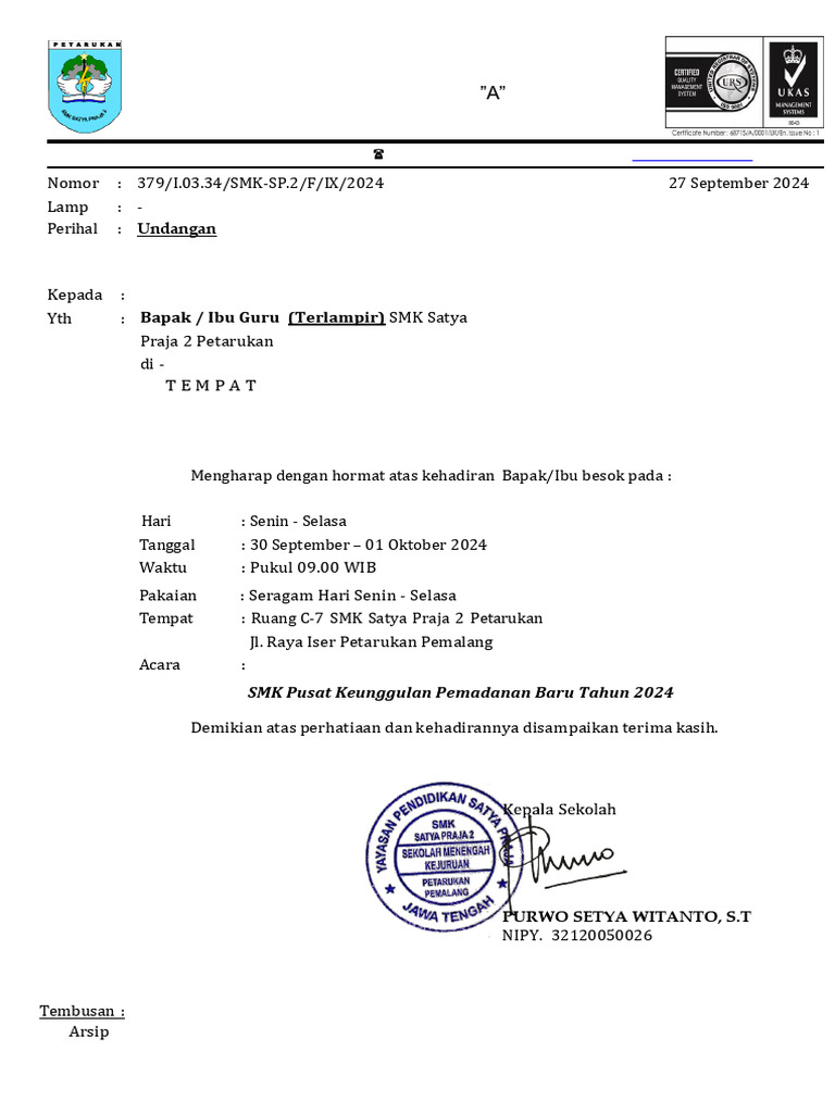 Undangan Dan Surat Tugas Workshop RTL | PDF