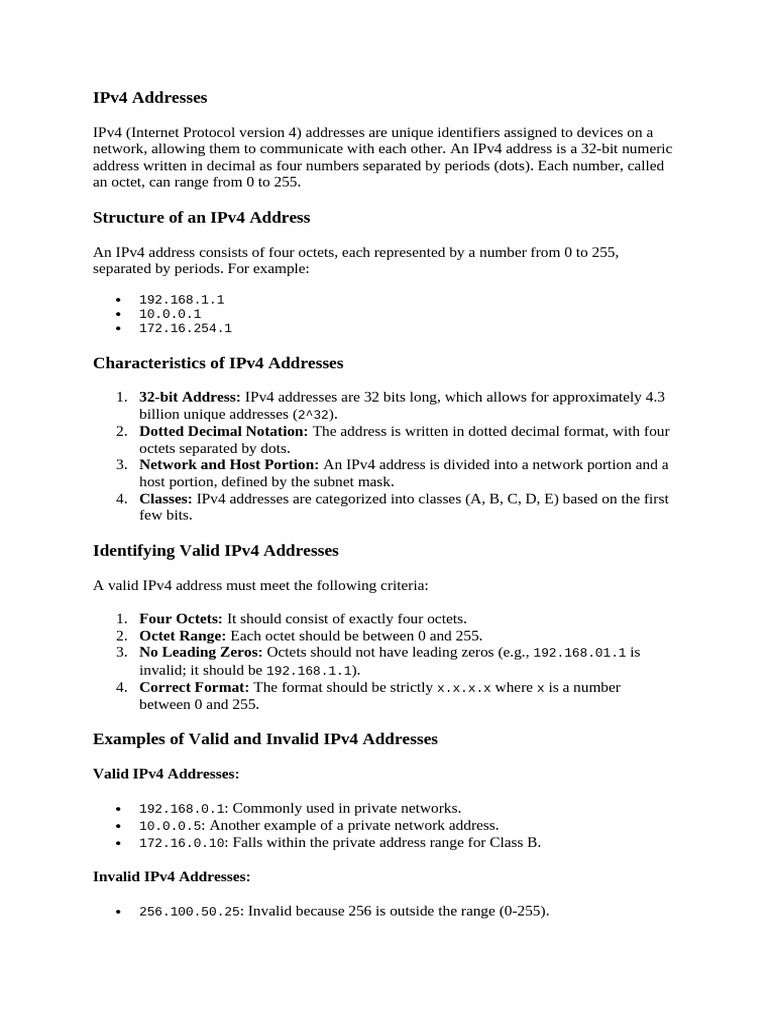 IPv4 Addresses | PDF