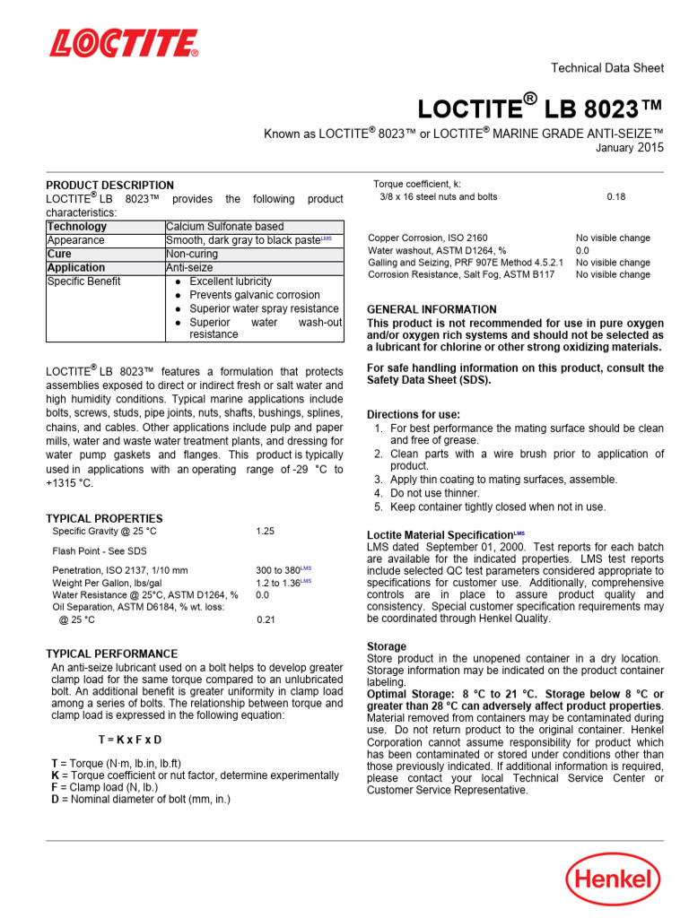 Loctite 8023 - Marine Grease | PDF